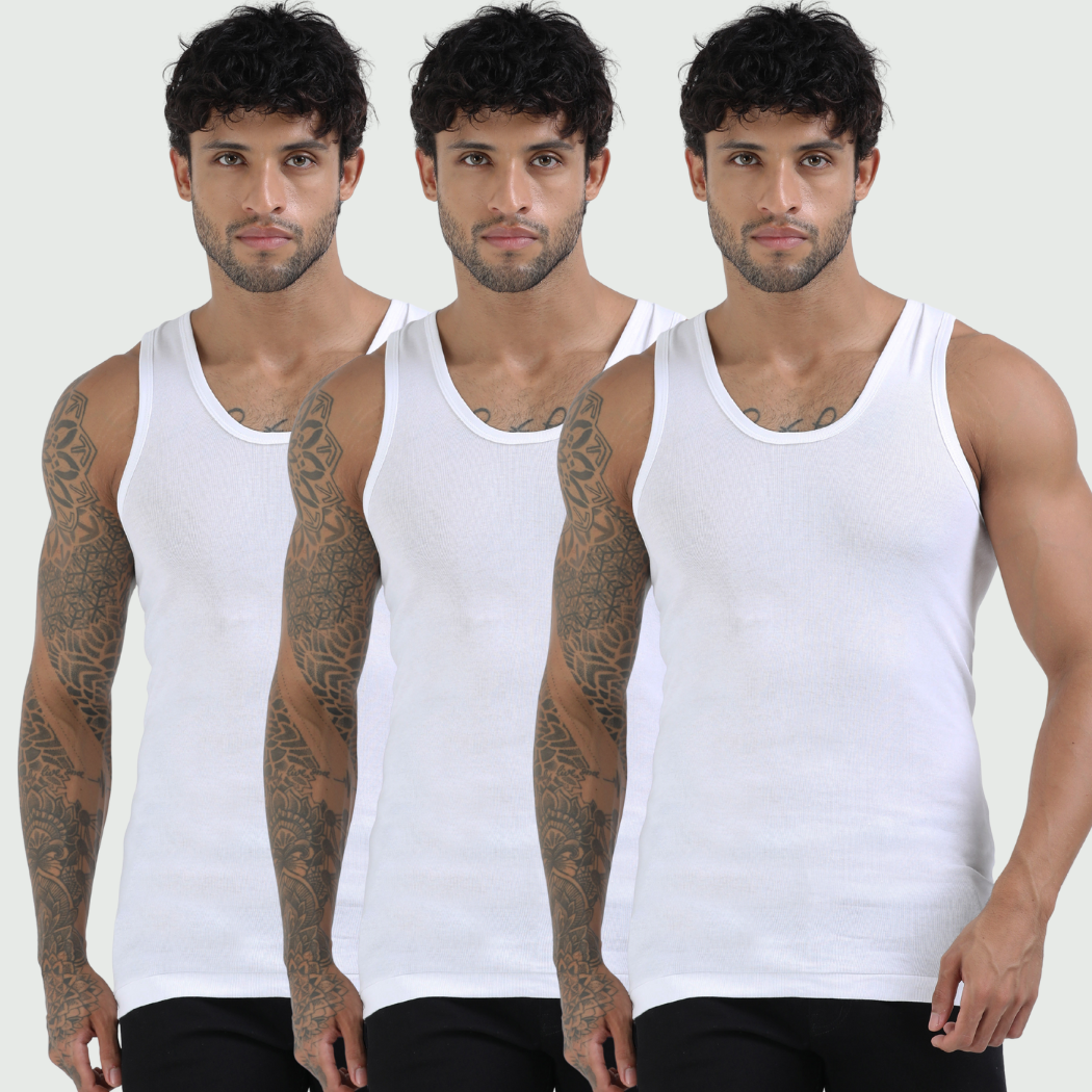 CA 302 Rib Sleeveless Vest RN (Pack of 3) – Crystal
